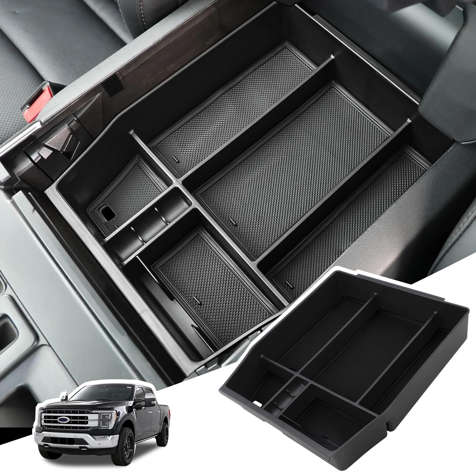Amazon.com: CARFIB for Ford F150 Center Console Organizer Tray 2024 ...