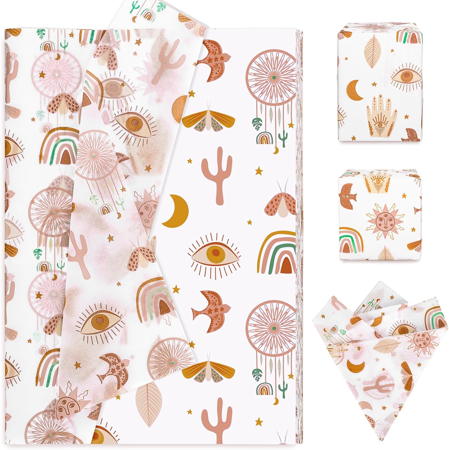 Amazon.com: Whaline Boho Theme Tissue Paper - 100 Sheets, Rainbow, Eye ...