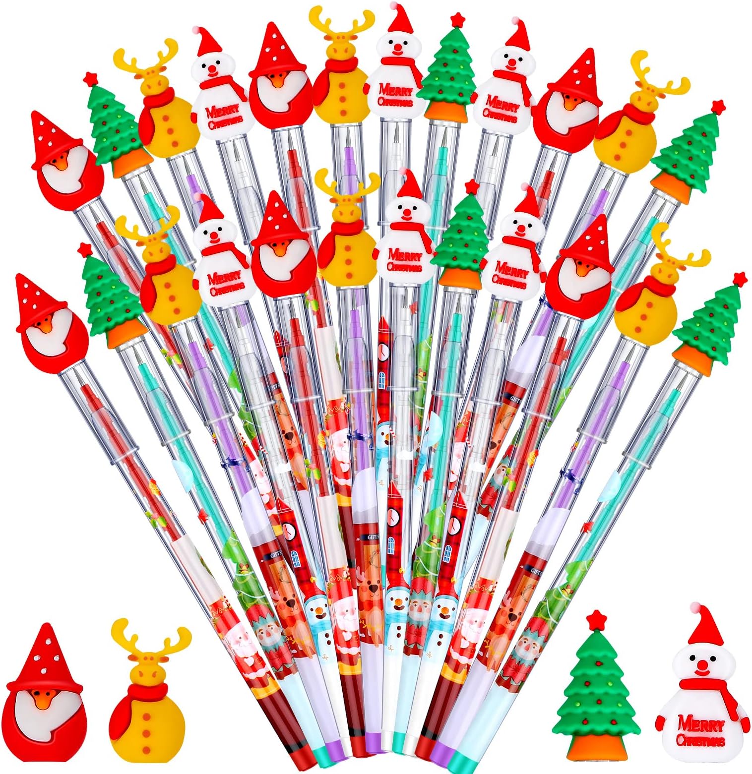 Amazon.com : Tenceur 72 Pcs Christmas Pencils Assorted Multi Point ...