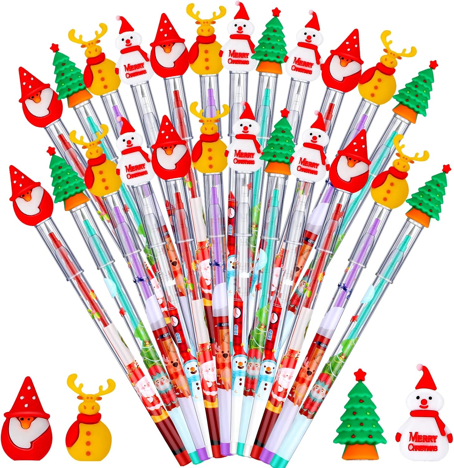 Christmas Pencils Multi-Point Stackable Push Pencils Christmas Plastic ...