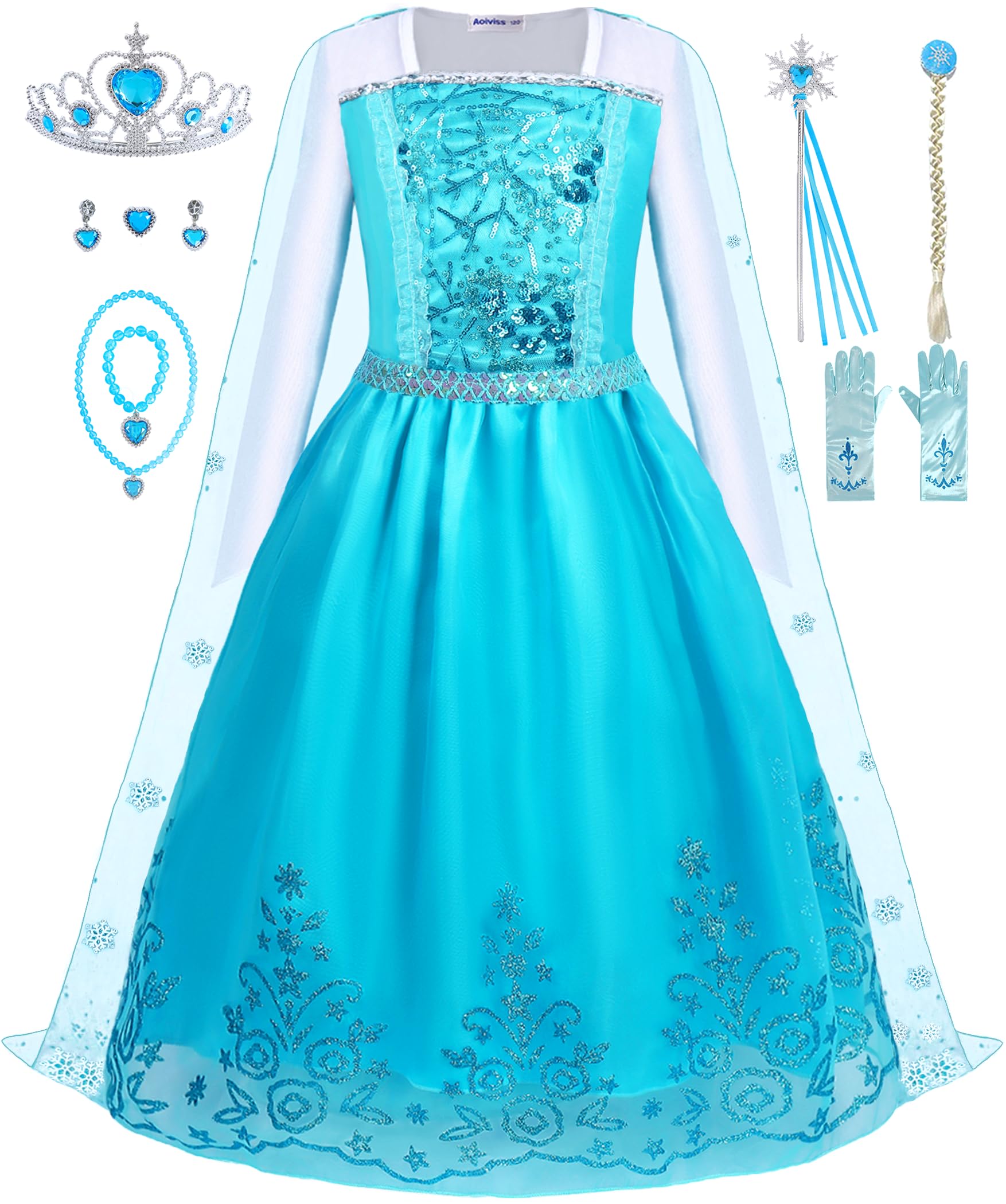 Snapklik.com : Aoiviss Princess Dress For Girls Blue Sequin Princess ...