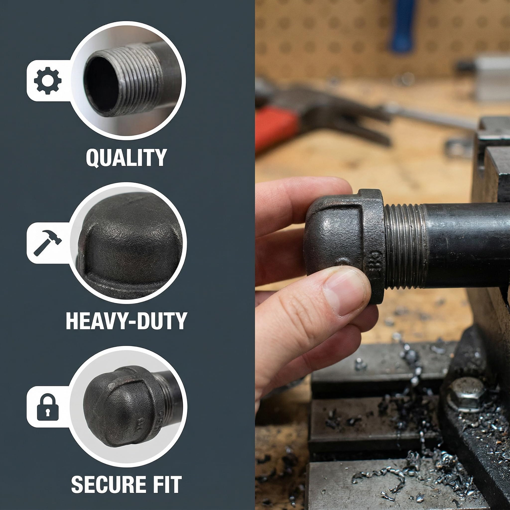 Snapklik.com : 6 Pack 3/4 Inch Malleable Cast Iron Pipe Cap Industrial ...
