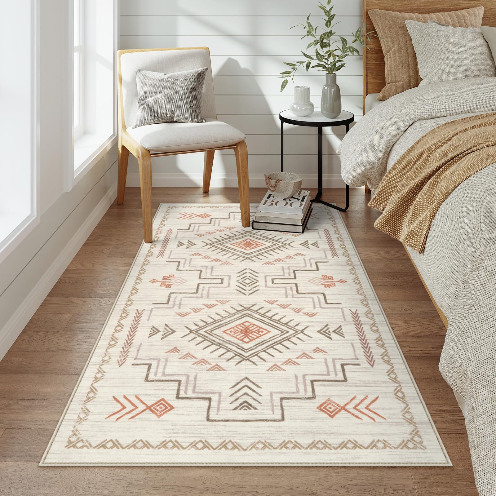 Amazon.com: STARUIA Moroccan Washable 3x5 Rug, Beige Neutral Geometric ...