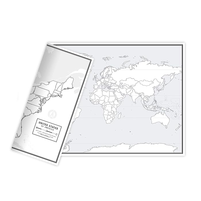 Buy Educational Blank Outline Maps, 2-Sided World & US, 17" x 11", 50 ...