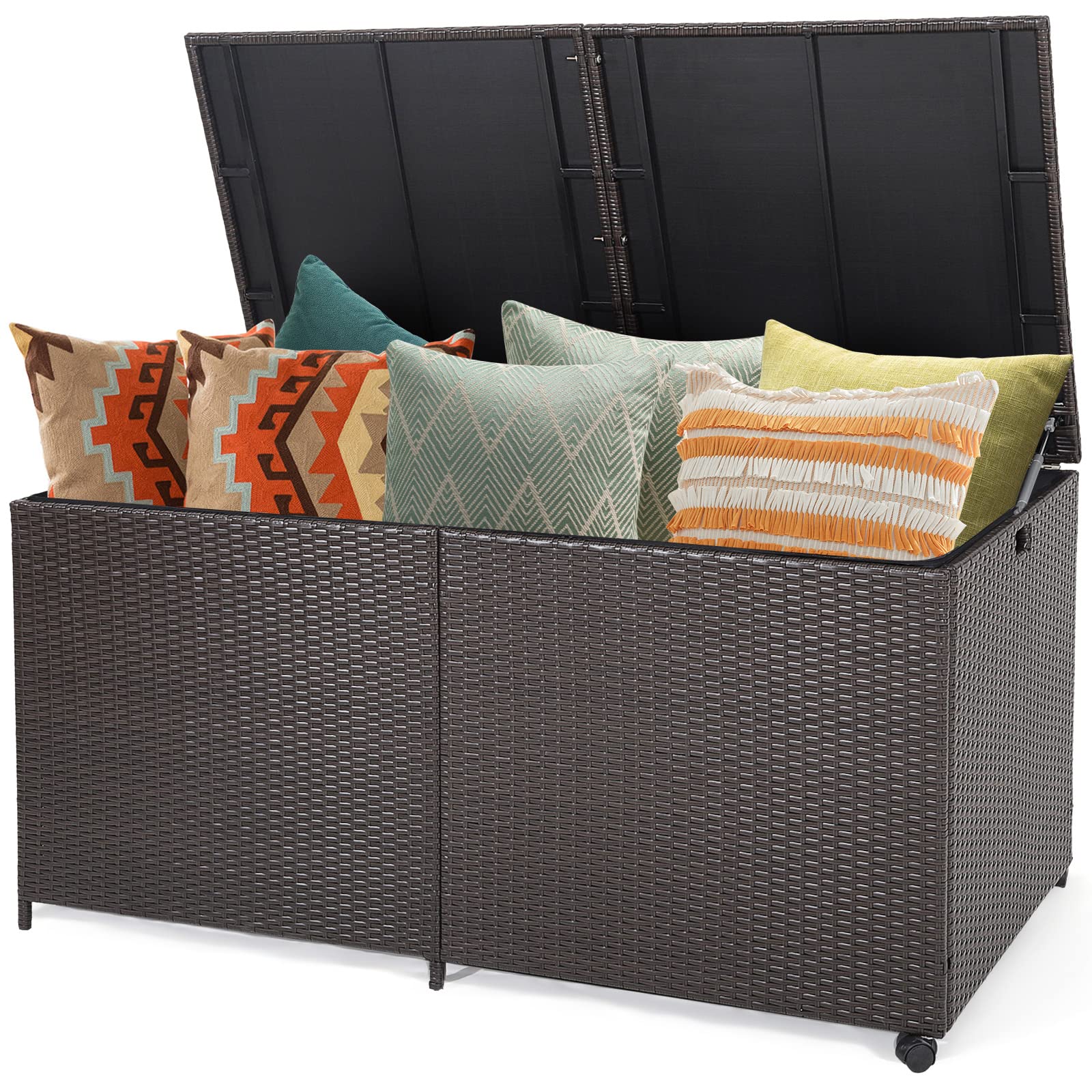 RELAX4LIFE 175-Gallon Storage Deck Box - Outside Wicker Storage ...