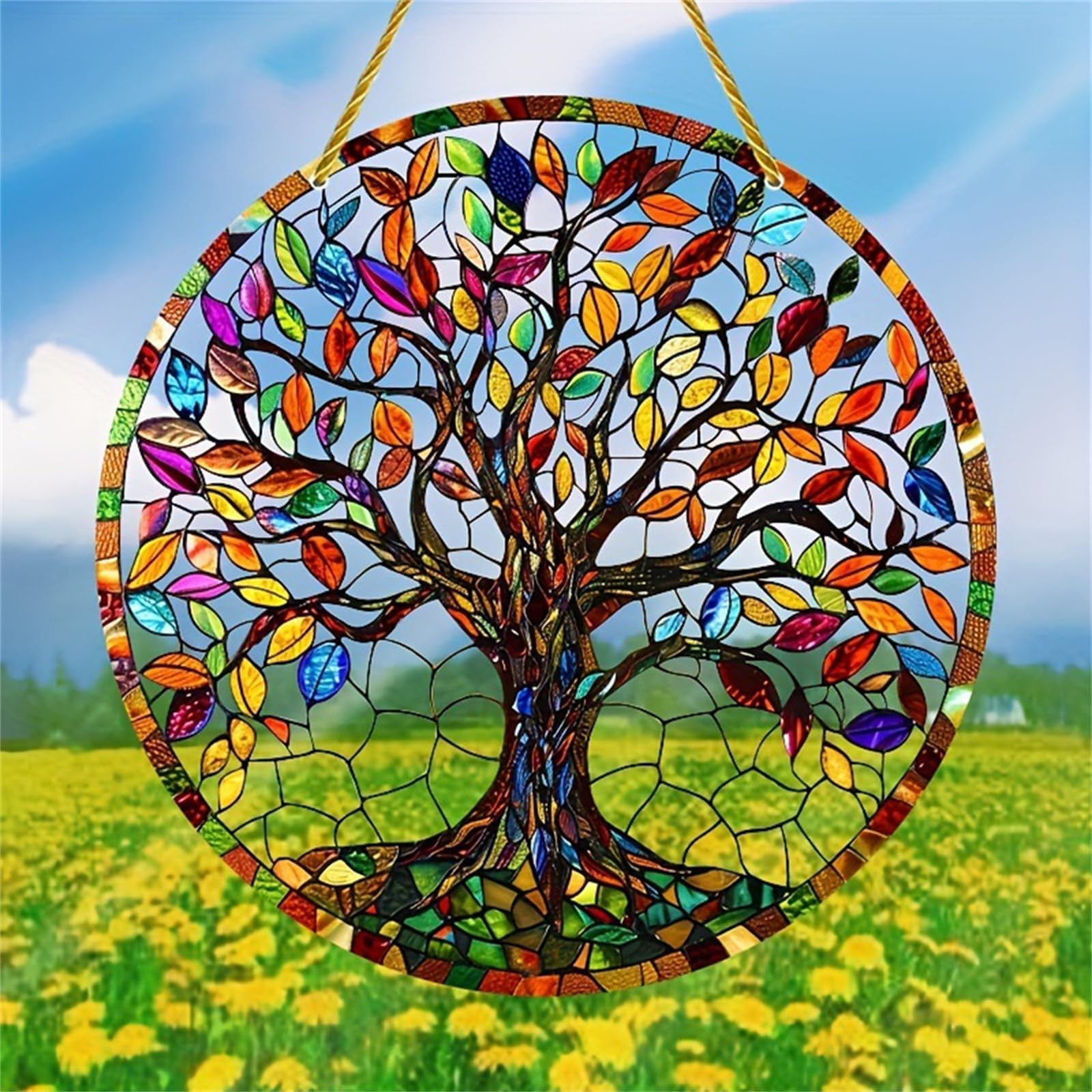 Amazon.com: JUNWALL Colourful Big Tree Acrylic Window Hanging, Tree of ...