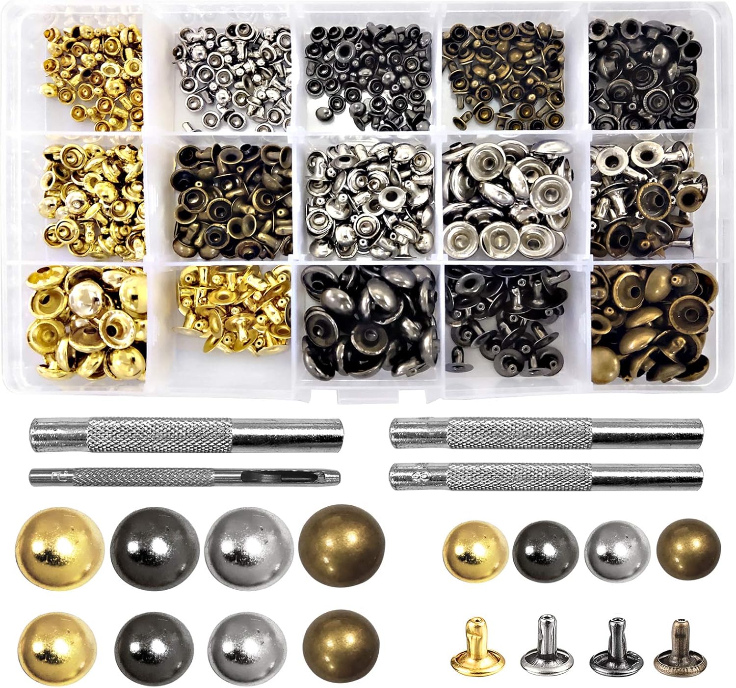 Amazon.com: Leather Rivets Kit, AngelaKerry 360 Sets Round Dome Studs ...