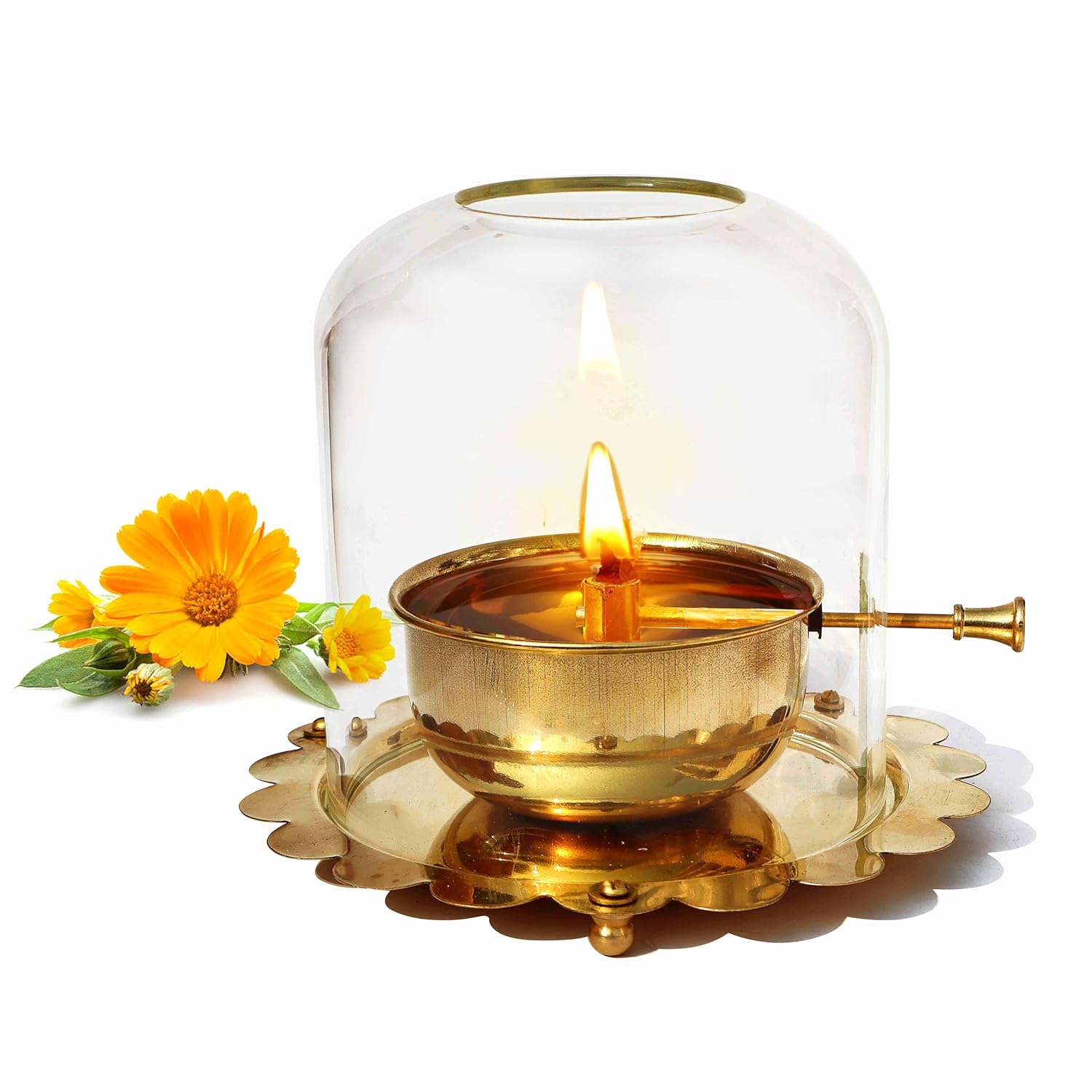 Buy Pure Source India 100% Pure Brass Akhand Jyot Diya with Adjustable ...