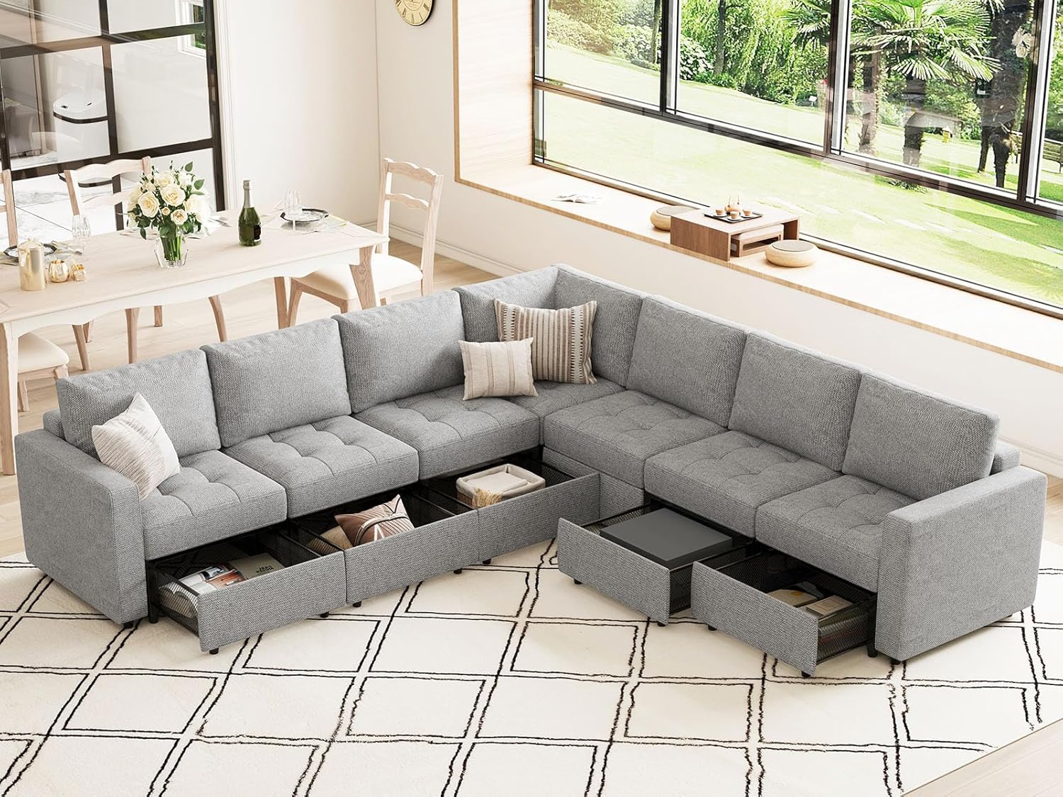 Amazon.com: Belffin Modular Sectional Sofa L- Shaped Couch with Put Out ...