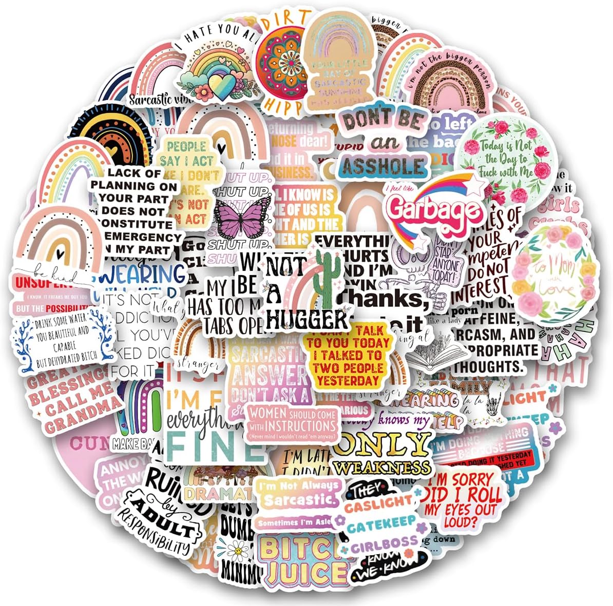 Amazon.com: 120 PCS Sarcastic Stickers,Funny Boho Sarcastic Stickers ...