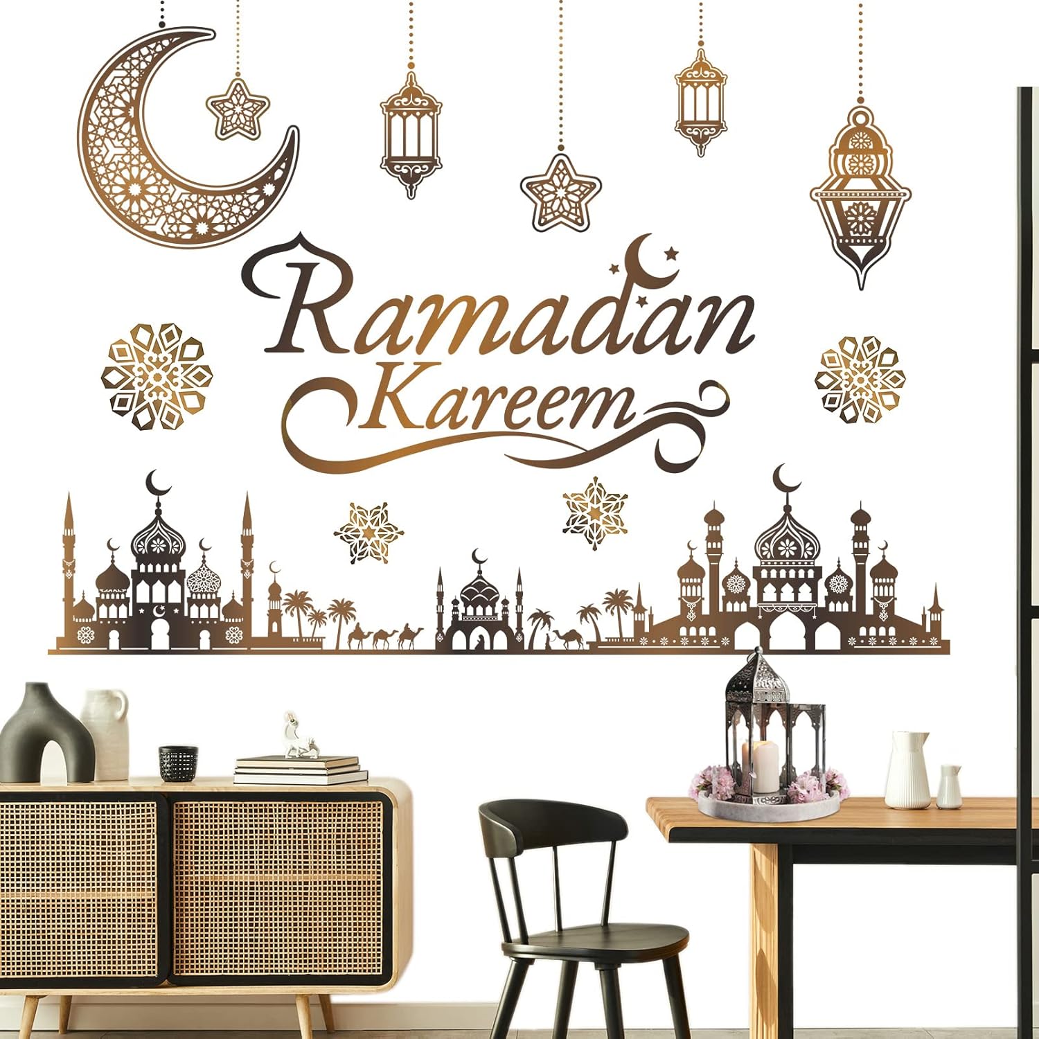 Faccito Ramadan Decorations Ramadan Eid Mubarak Kareem Stickers, Islamic Wall Decor Happy ...