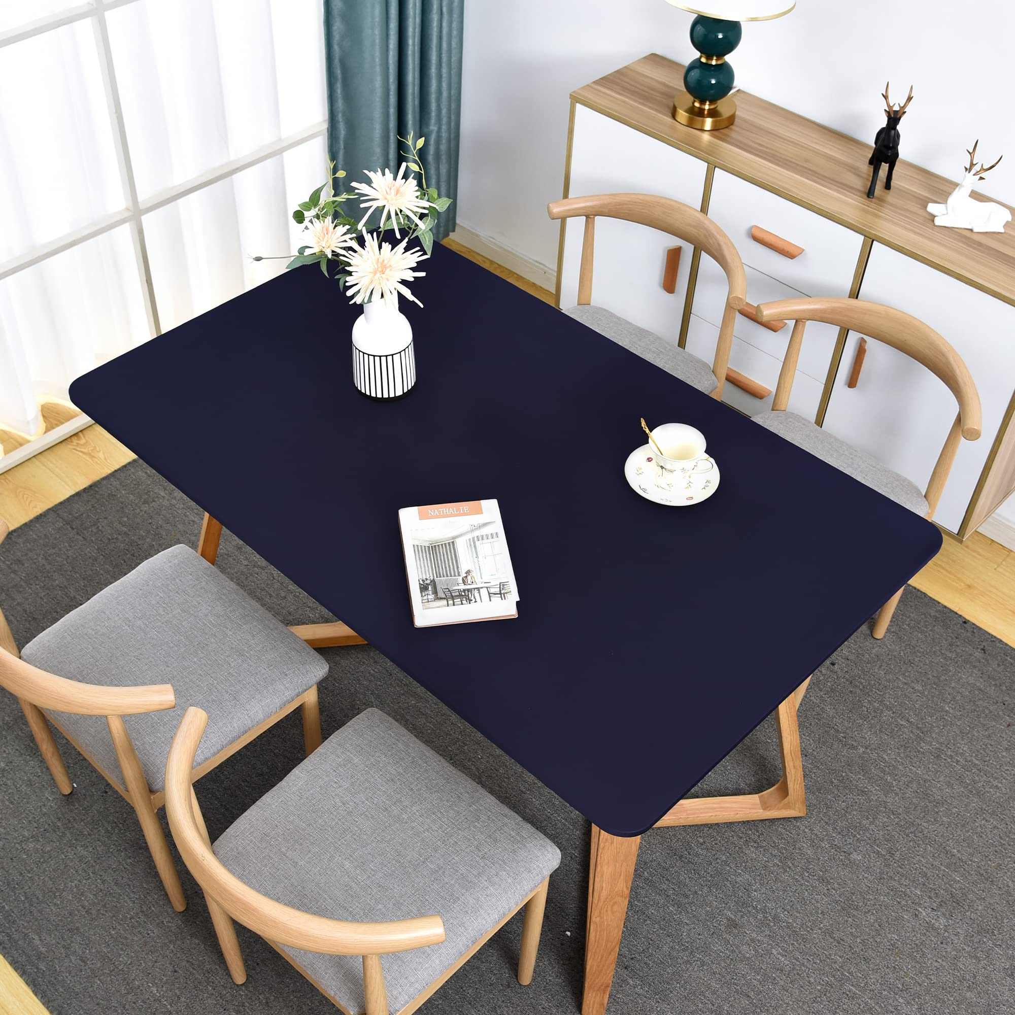 Amazon.com: Fitted Rectangle Table Topper Cover Spandex Stretchable ...