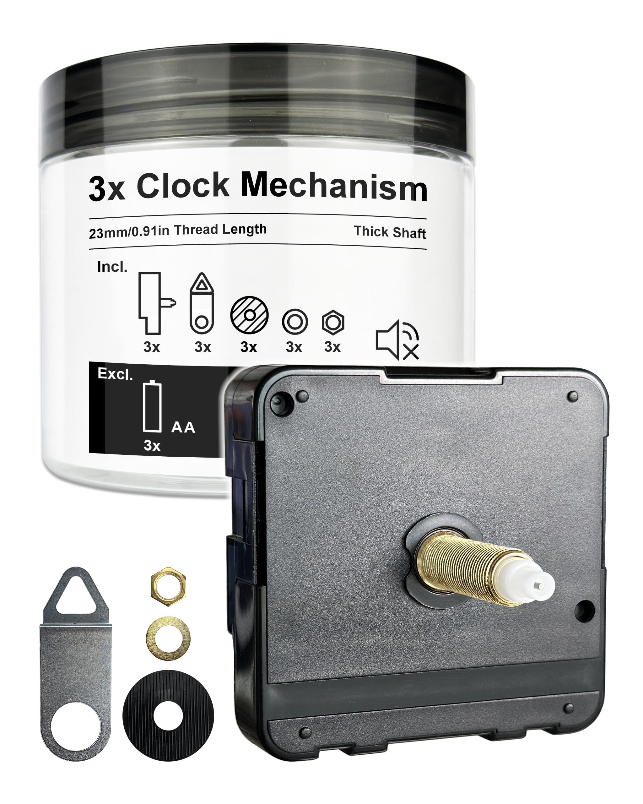 Amazon.com: MCDFL Clock Mechanism Long Shaft, 23mm/0.91in Thread Length ...
