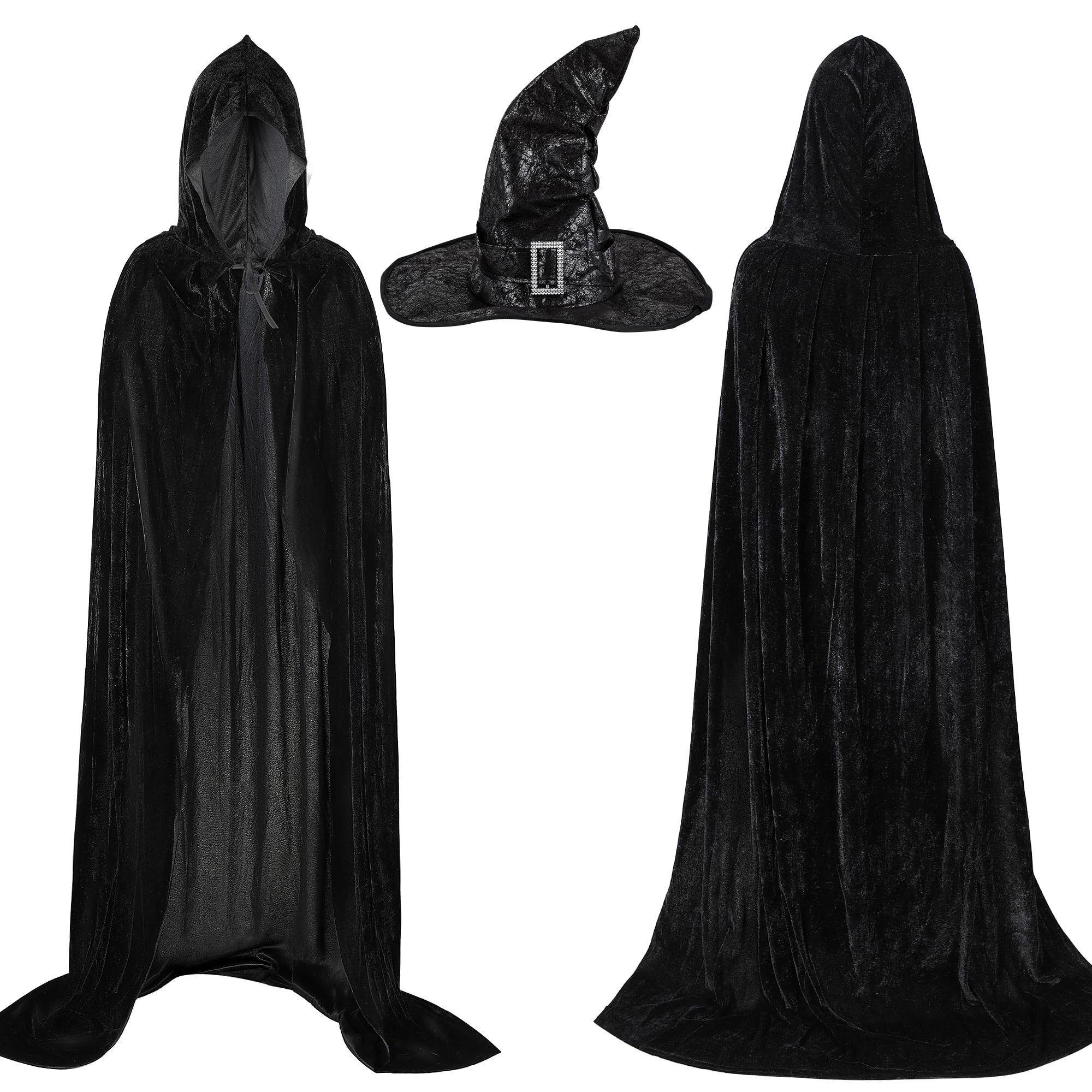Amazon.com: Enhon Halloween Hooded Cloak and Witches Hat Cosplay ...