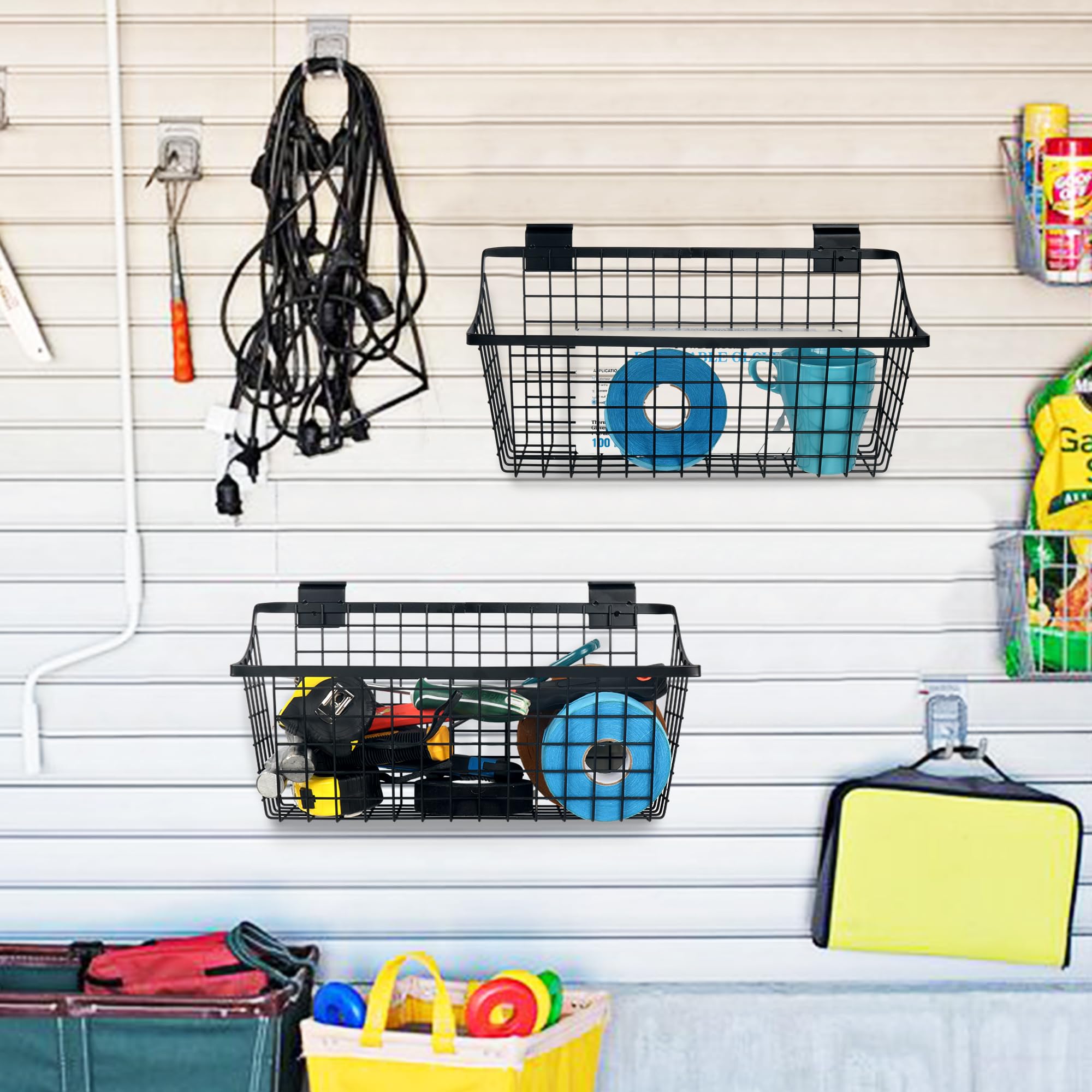 Snapklik.com : 2Pcs Black Slatwall Baskets, Ventilated Metal Slat Wall ...