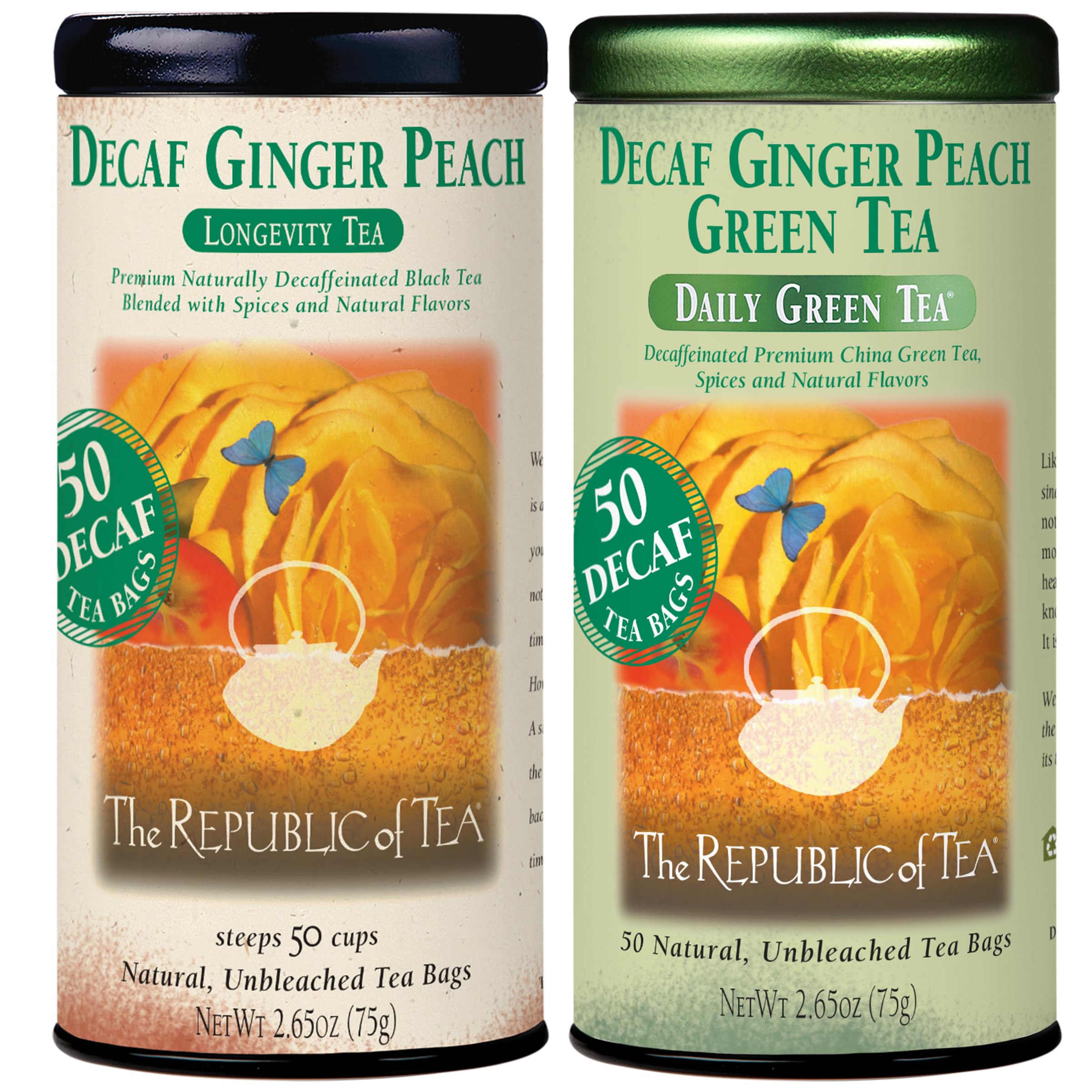 Amazon.com : The Republic of Tea – Decaf Ginger Peach Black and Decaf ...