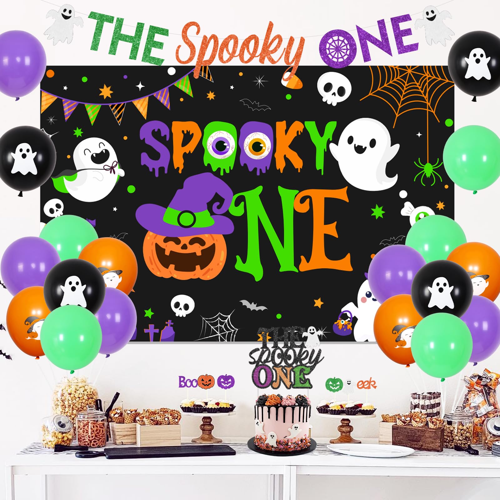 First Birthday Backdrop Halloween 1st Birthday Decorations - Spooky One ...