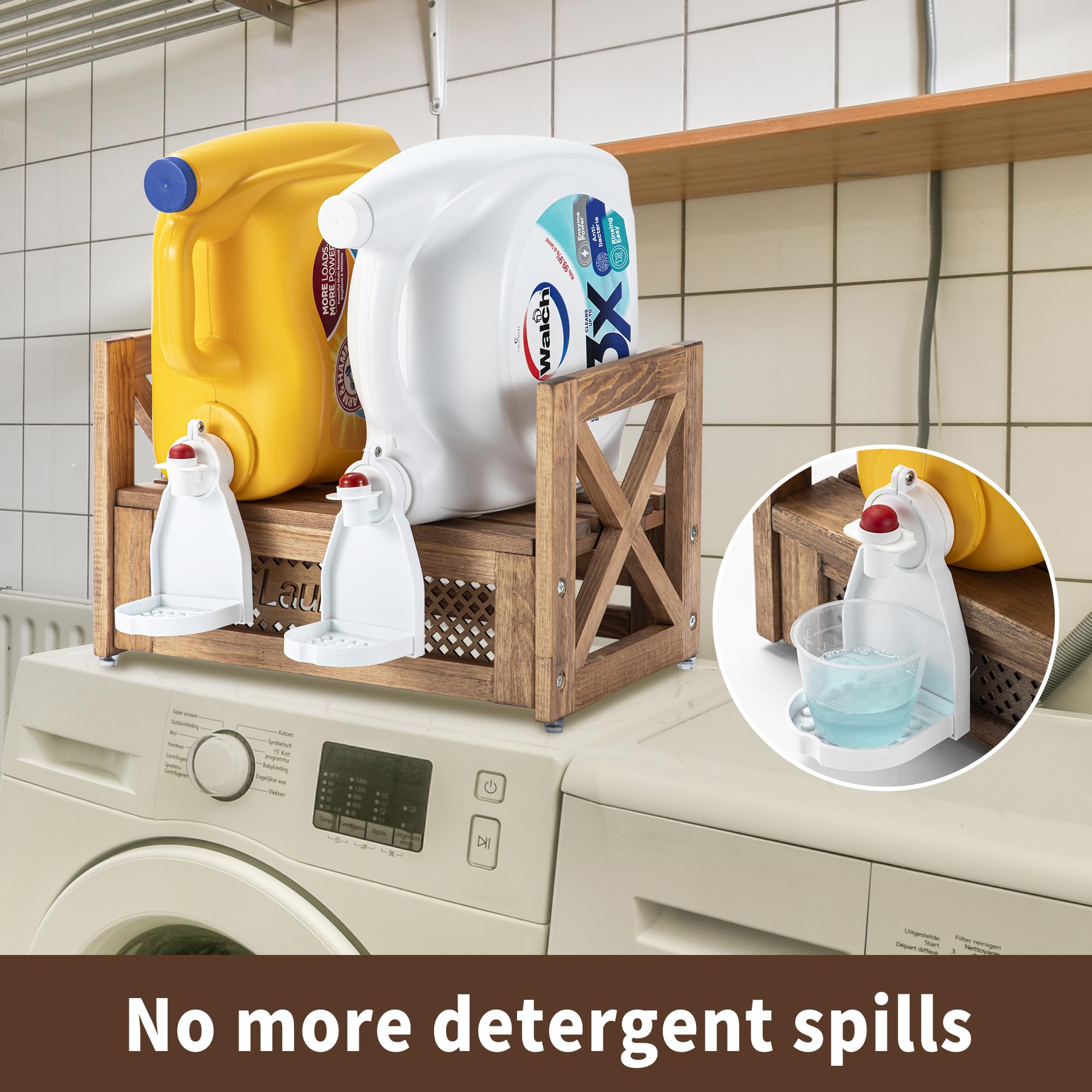 Snapklik.com : Elegant Light Brown Wooden Laundry Detergent Shelf ...