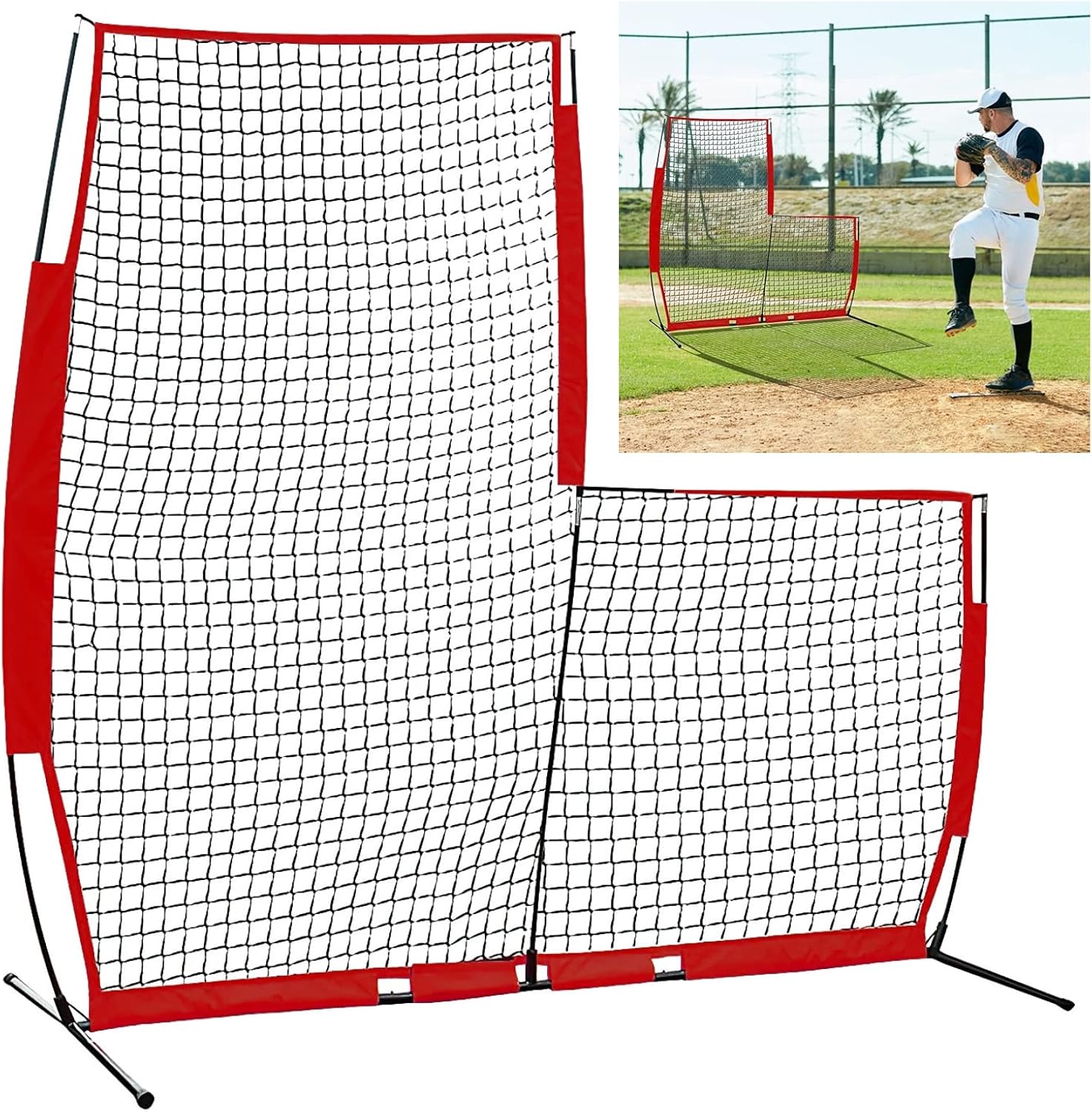 Amazon.com : yeesport Portable Baseball L Screen, 7 x 7 Feet Baseball ...