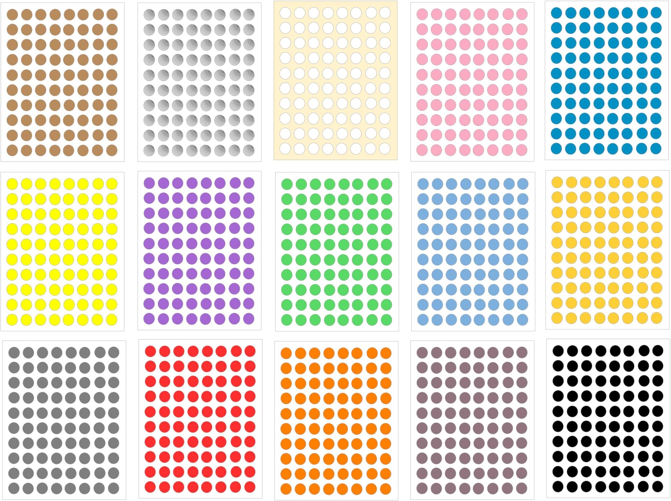 BlackDreams® 12000 Pcs 12mm (1/2 inch Approx.) Dot Stickers 15 Assorted ...