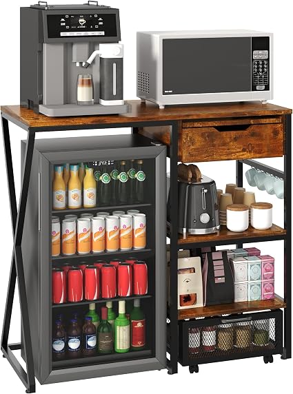 Amazon.com: 41.7in Mini Fridge Stand with Storage Shelf, 3-Tier ...