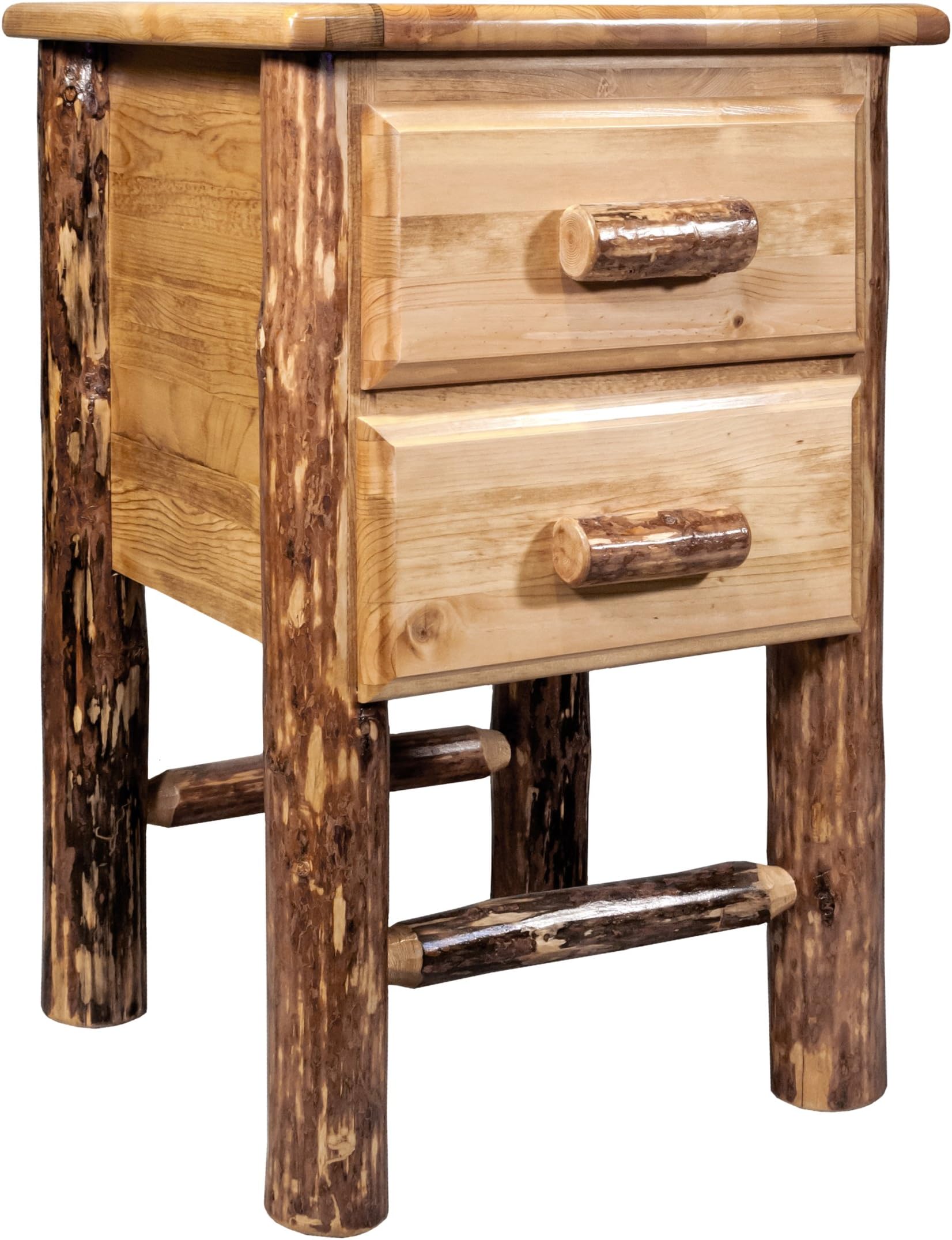 Amazon.com: Midwest Log Furniture - Premium Log Nightstand - 2 Drawer ...