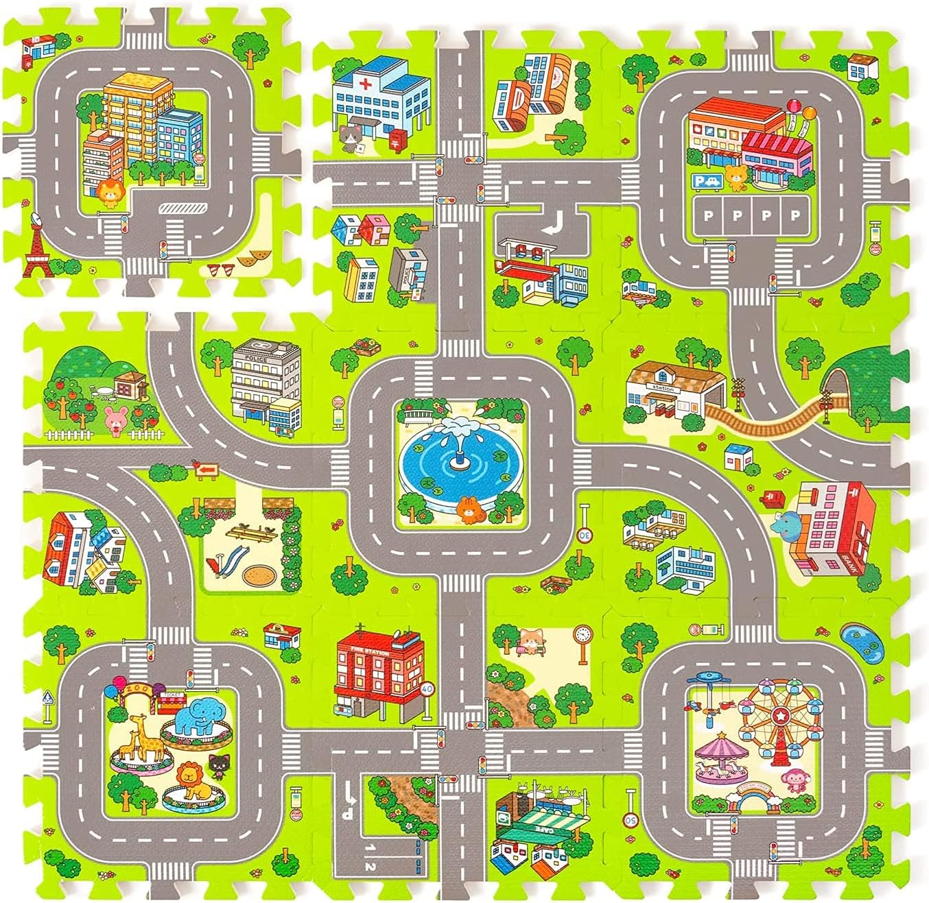 YYZ Traffic Play mat Puzzle Foam Interlocking Tiles Kids Road Traffic ...
