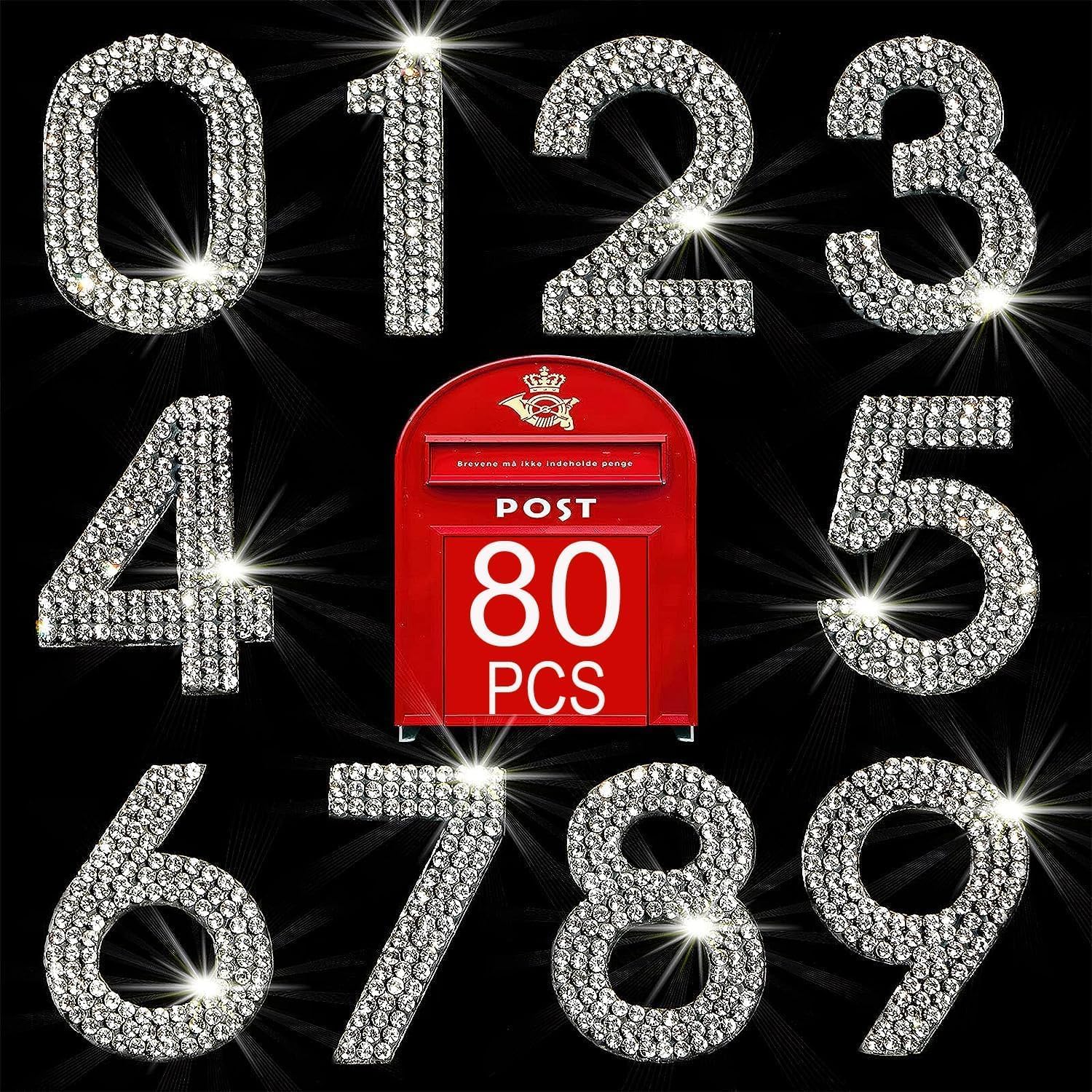 Amazon.com: Locacrystal 80Pcs Bling Rhinestone Numbers Self-Adhesive ...