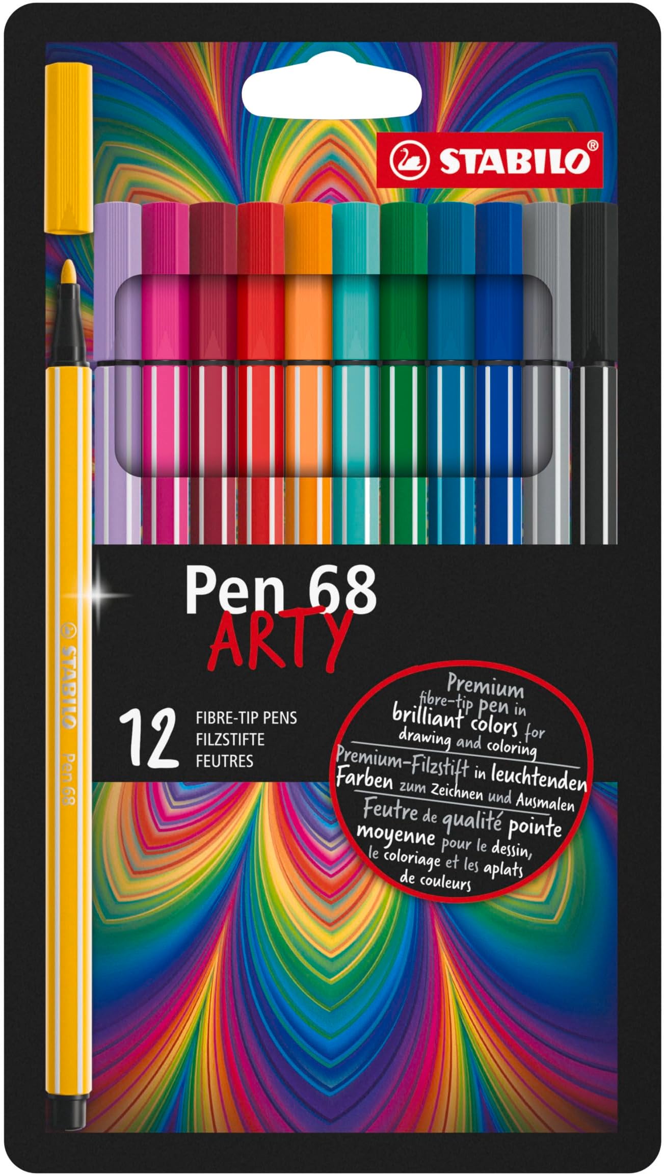 Amazon.com : STABILO Medium Fiber-Tip Pen power - Pack of 12 - Assorted ...