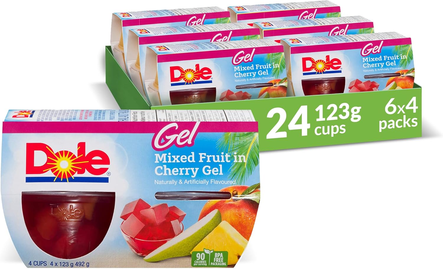 Dole Fruit Bowls Mixed Fruit in Cherry Gel – Gluten Free Snacks for Lunch, Fruit Cups Healthy ...