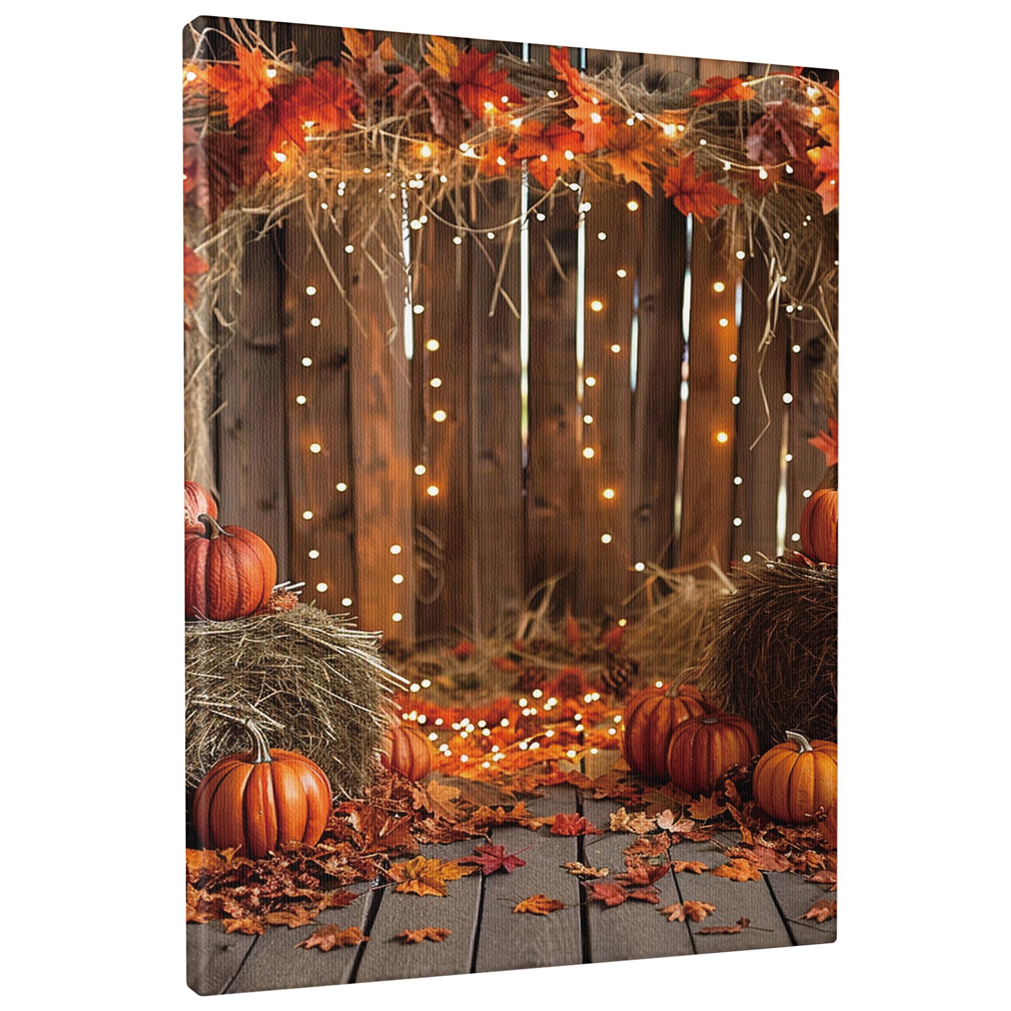 Amazon.com: Autumn Harvest Pumpkin Canvas Wall Art, Brown Orange Rustic ...