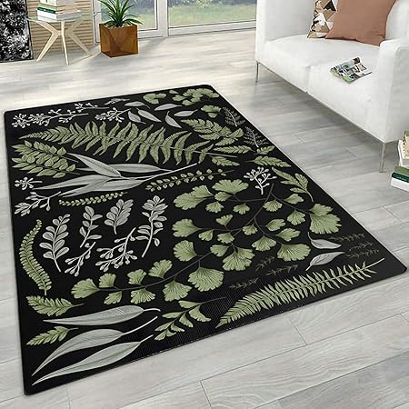 Amazon.com: LGGQQW Black Starry Botanical Sun Moonlit Mushroom Area Rug ...