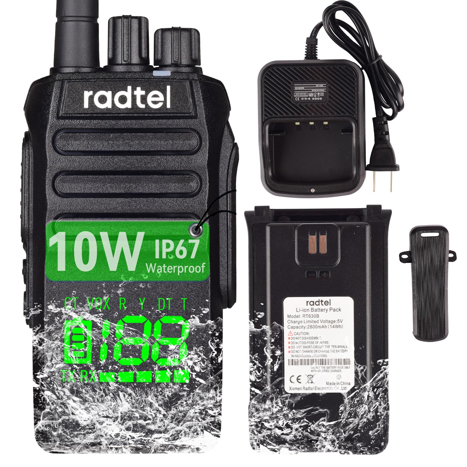 Radtel RT-493 IP67 Waterproof Ham Radio Handheld 10W Long Range Two Way ...