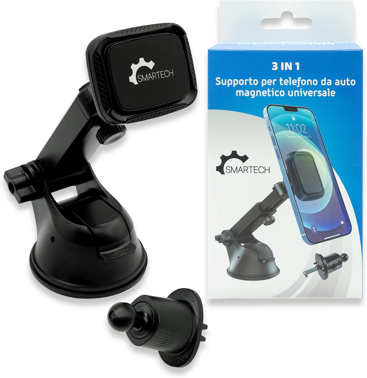 SMARTECH Porta Cellulare Auto Magnetico - Portacellulare Auto Universale Con Ventosa, Aggancio ...