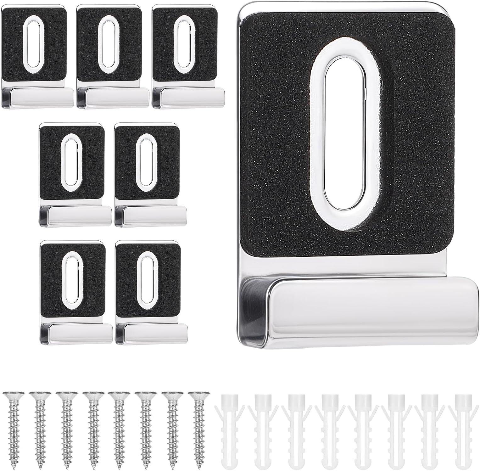 8PCS Metal Mirror Clips 0.31" Wide Channel Heavy Duty Mirror Hanging Kit with Screws Rubber Pads ...