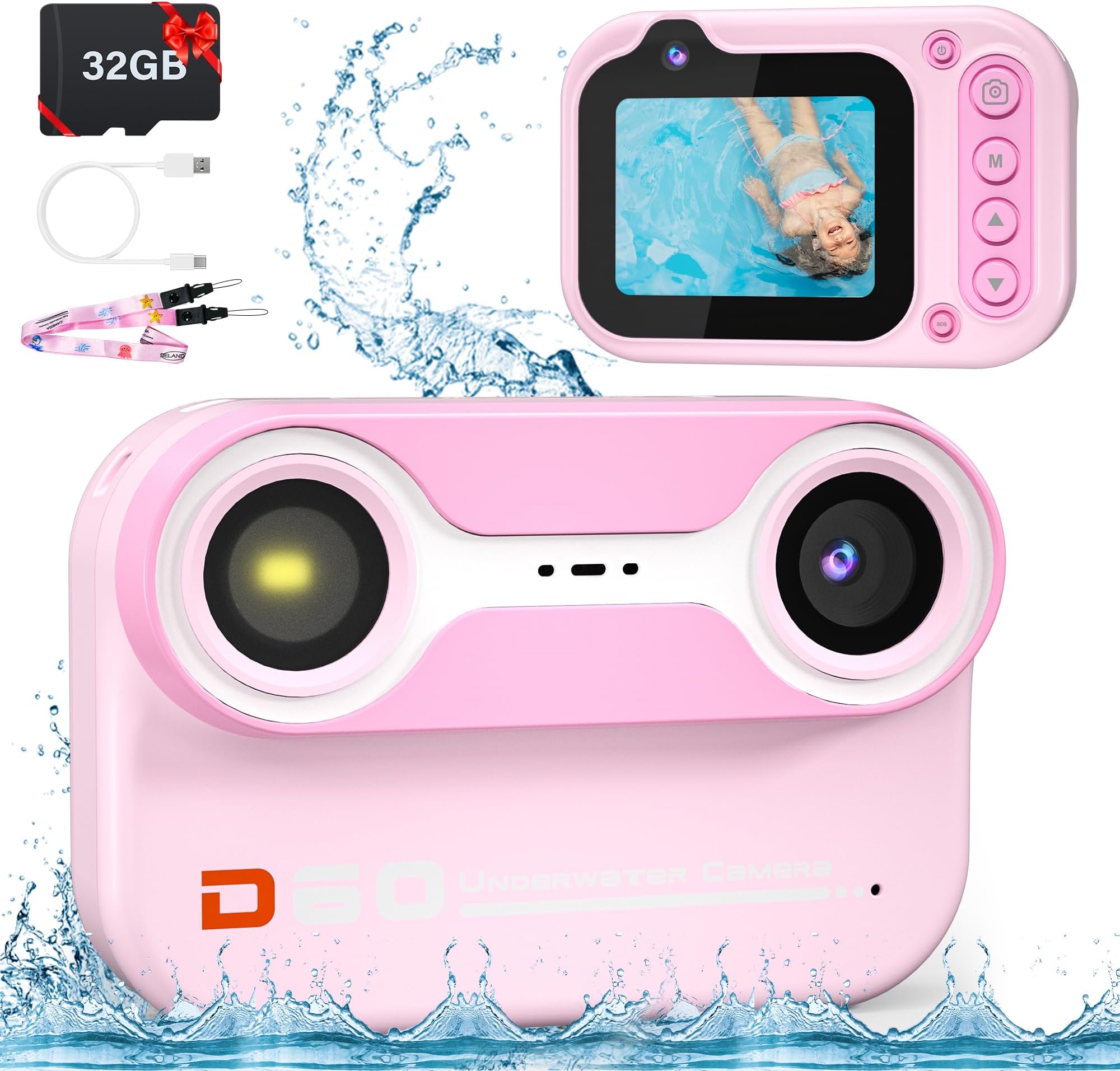 10FT Underwater Camera for Kids, Kids Waterproof Camera, 1080P Video ...