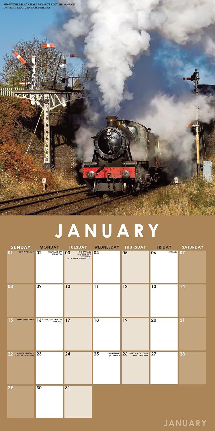 2023 British Steam Trains Square Hanging Wall Calendar – No Plastic ...