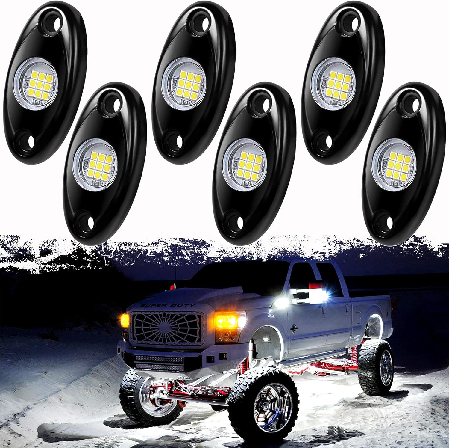 Amazon.com: PSEQT 6 Pods White LED Rock Wheel Well Lights Underglow ...