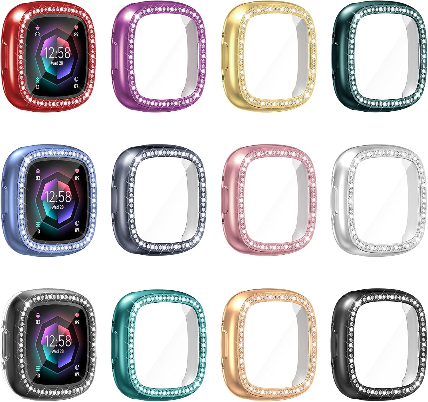 RICHONE 12-Pack Compatible with Fitbit Versa 4 & Sense 2 (2022) Screen ...