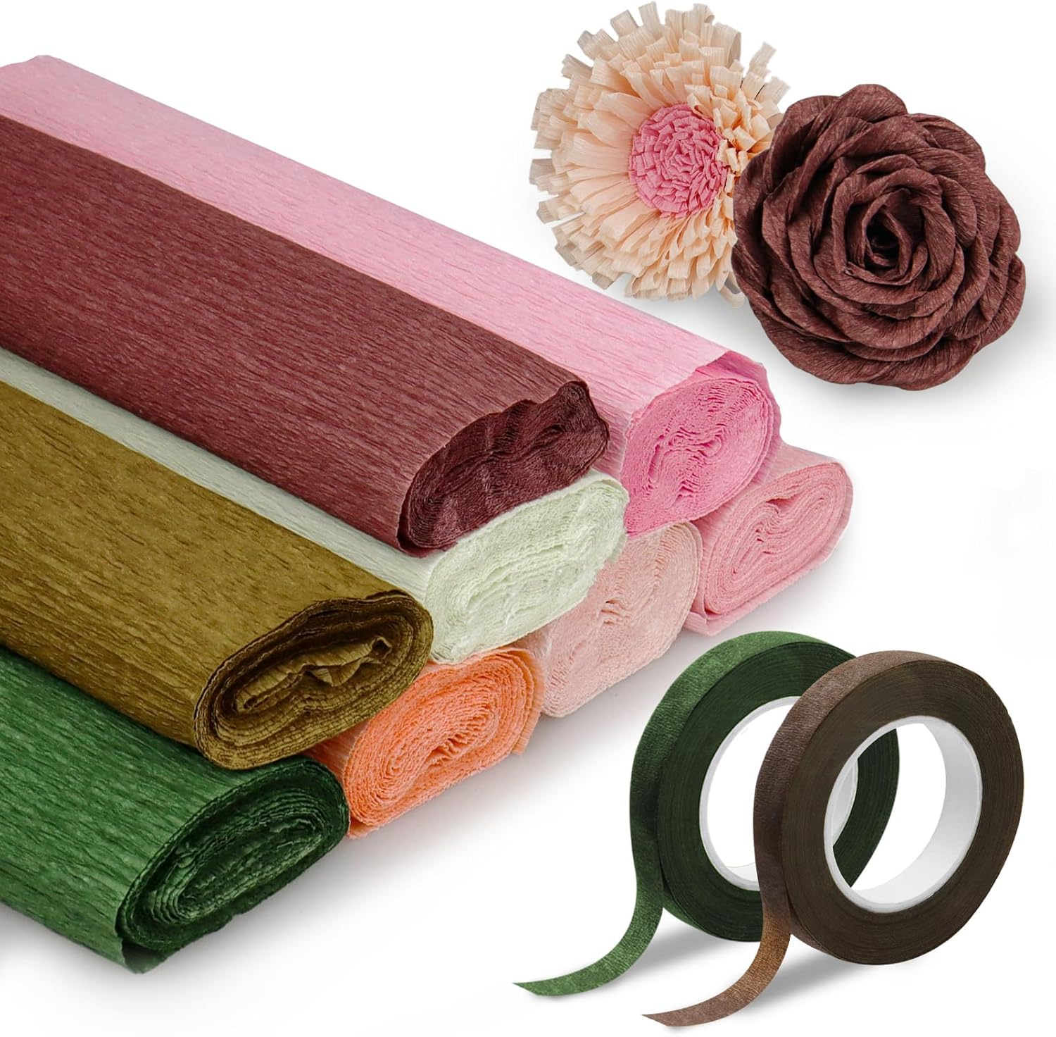 Amazon.com: Generic Vintage Crepe Paper Rolls, 8 Rolls Wide Crepe Paper ...
