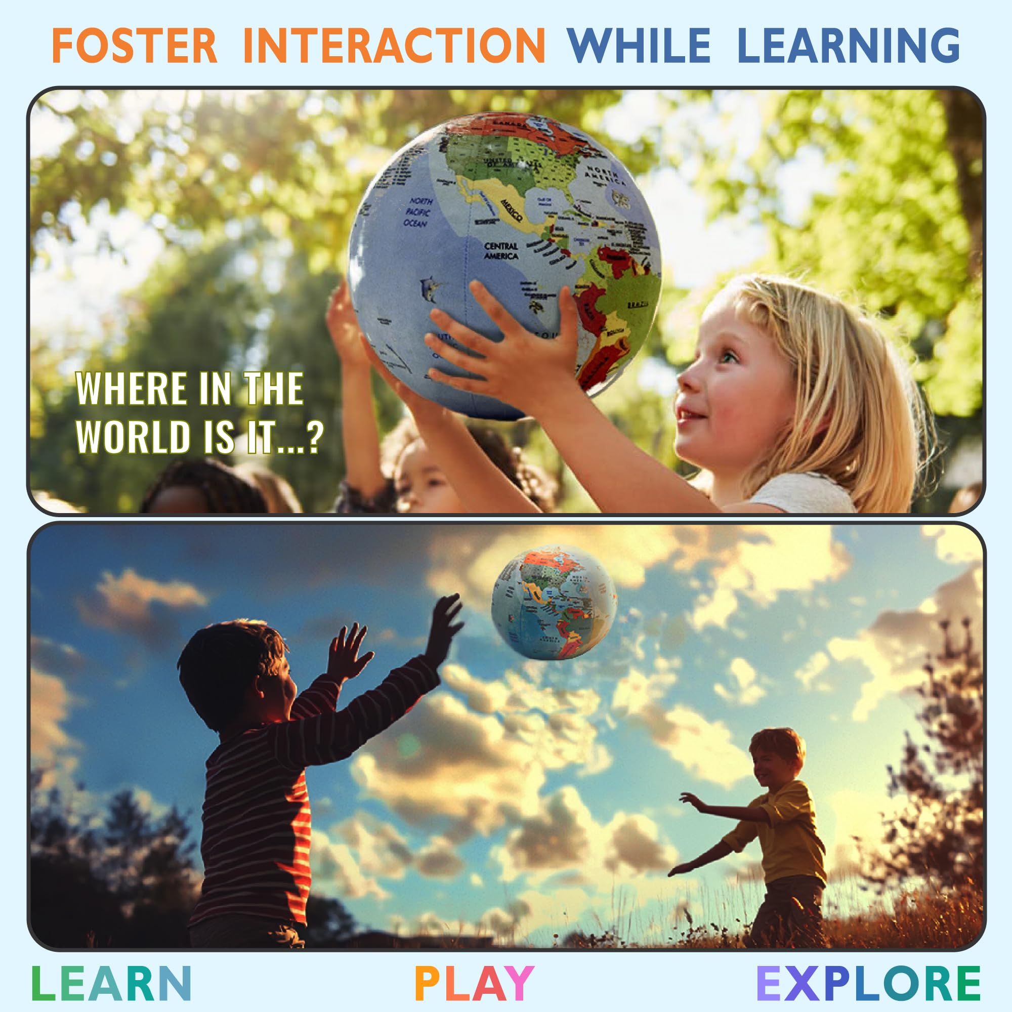 Snapklik.com : OneZa 12” Soft World Globe For Kids Fun & Educational ...