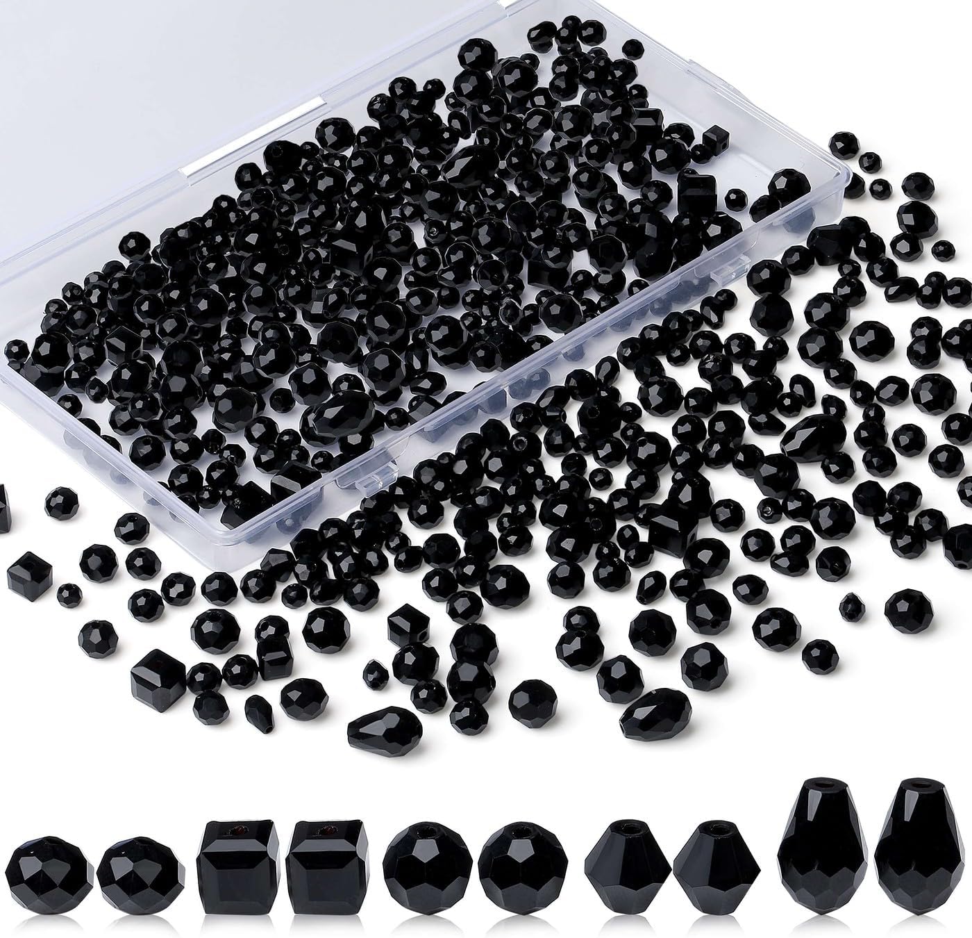 Amazon.com: LAIDANLA 800PCS Glass Beads Black Color Crystal Beads ...