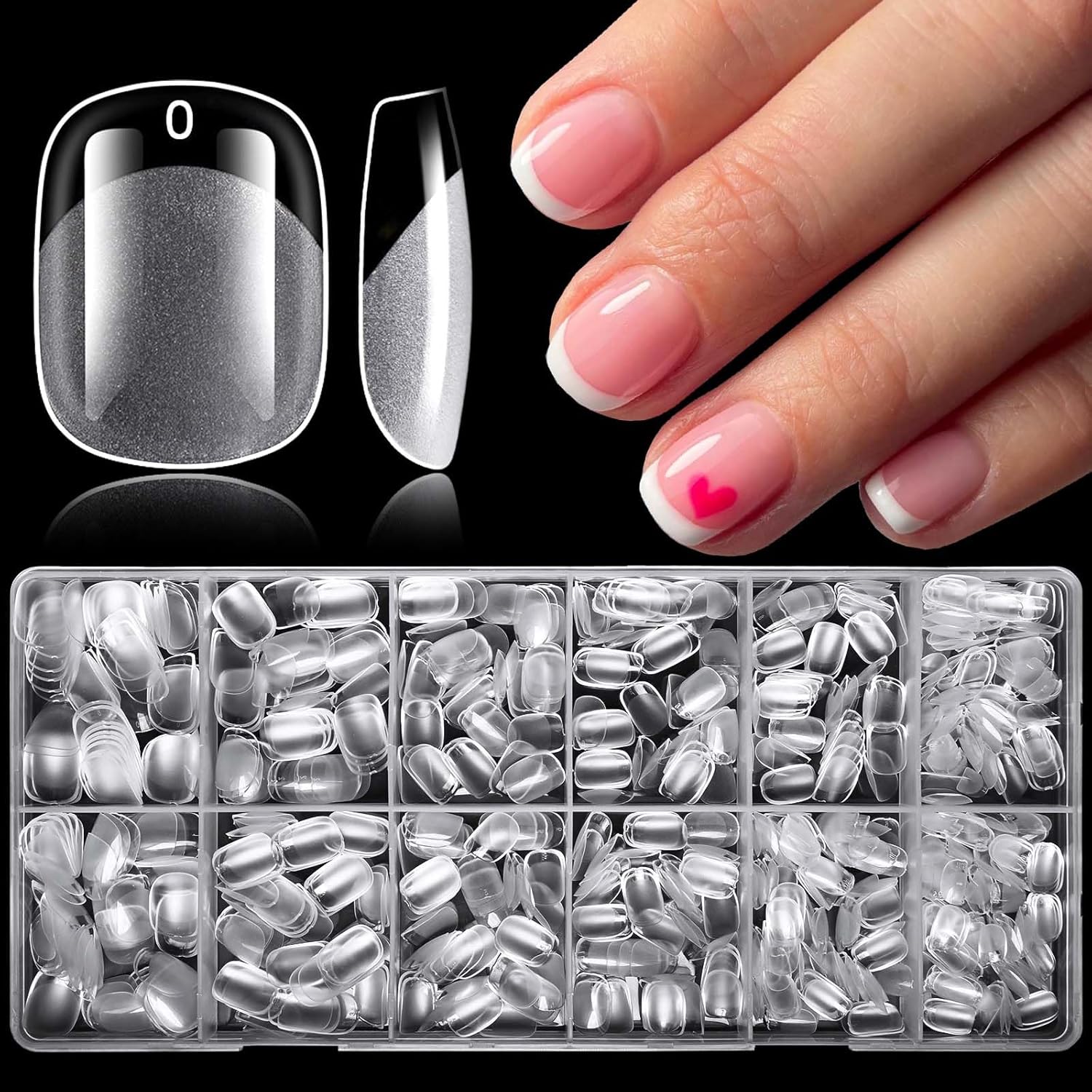 Amazon.com: LoveOurHome 750pc Extra Short Squoval Nail Tips Clear Fake ...