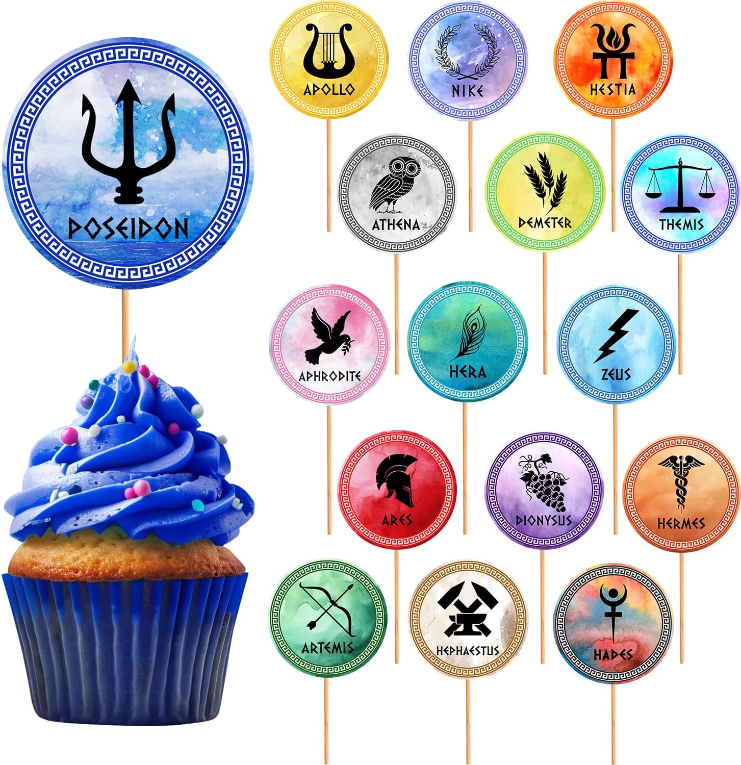 Amazon.com: 48pcs Greek Mythology Cupcake Toppers, Htabiol Olympians ...