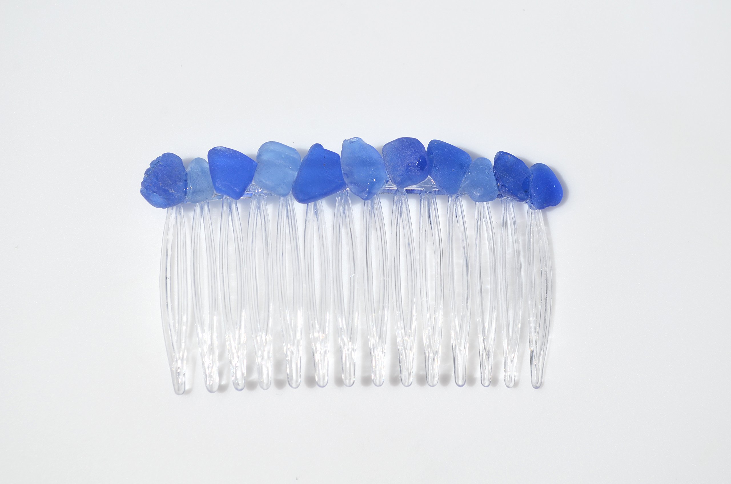 Amazon.com: Genuine Cobalt and Cornflower Blue Sea Glass Hair Comb ...