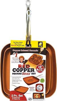 Amazon.com: Red Copper Cookware 10- and 12-Inch Square Frying Pan Set ...