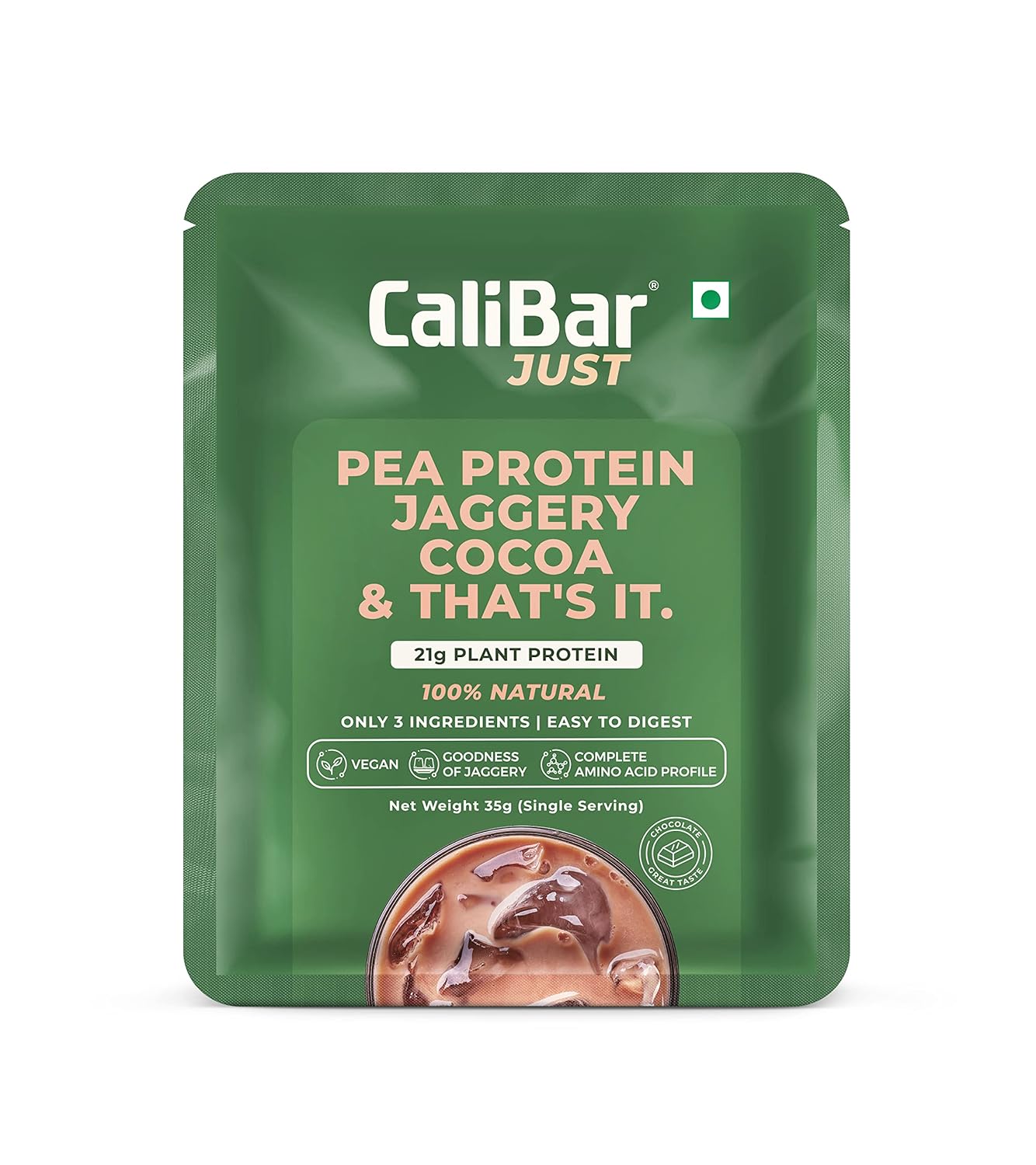 CaliBar Just Chocolate Plant Protein Powder - All Natural Organic Pea ...