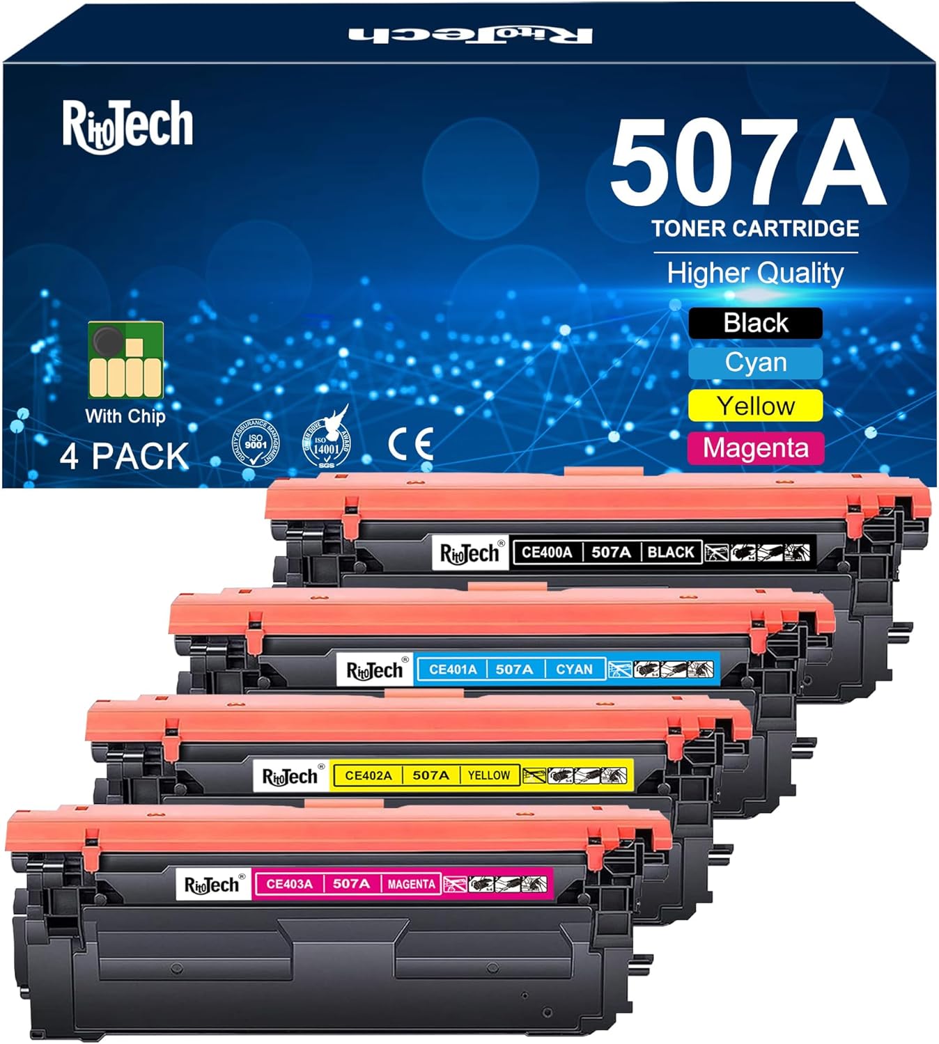 Amazon.com: 507A M551 Toner Cartridge 4 Pack - Replacement for HP 507A ...