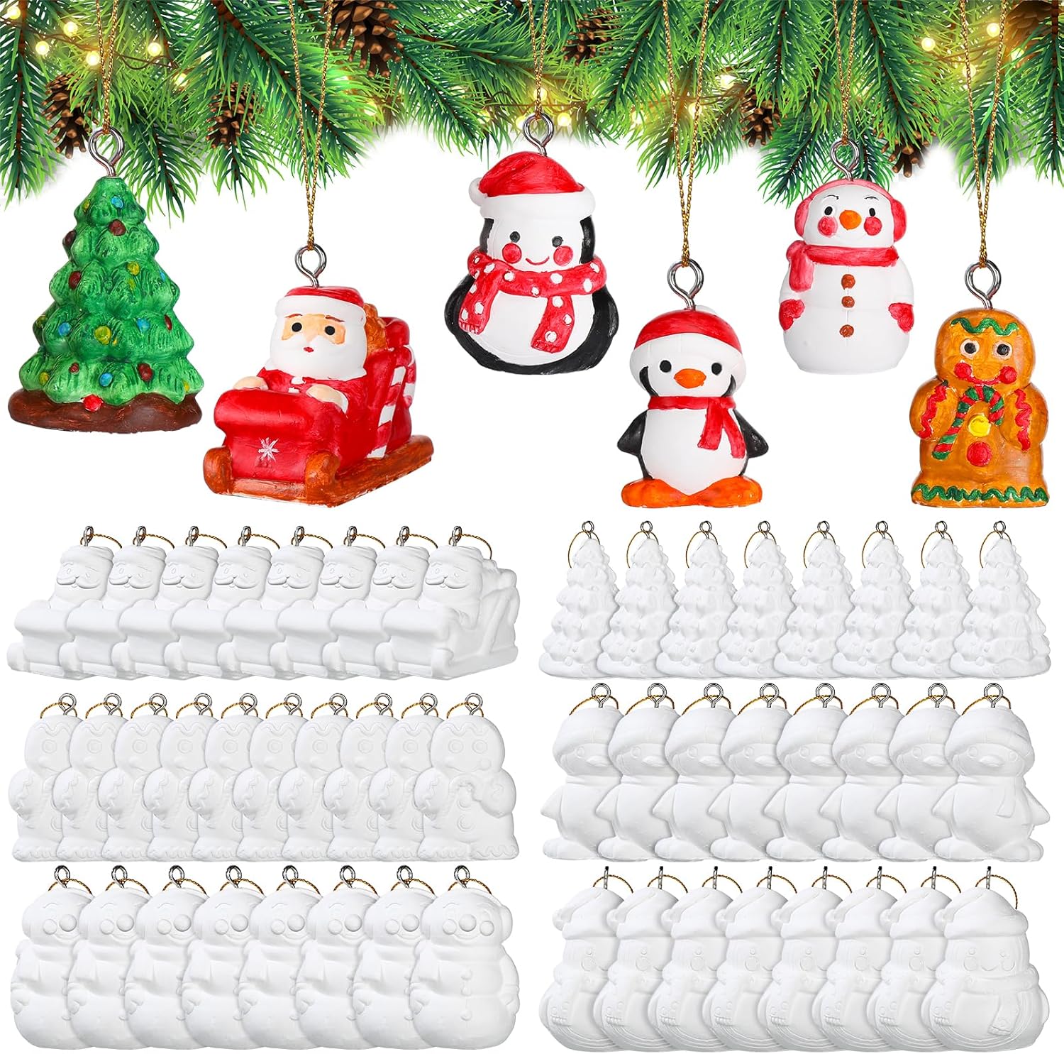 Amazon.com: Syhood 48 Pcs Christmas Ceramic to Paint Blank DIY ...