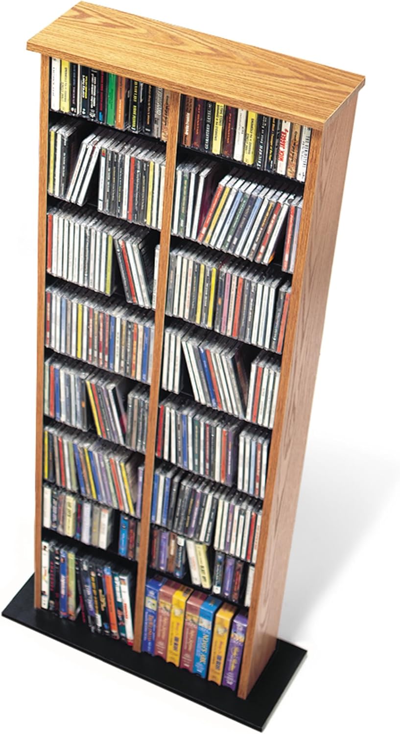 Amazon.com: Oak & Black Double Multimedia Storage Tower : Home & Kitchen